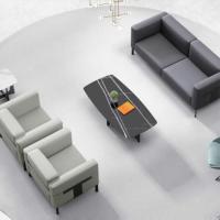 China Sponges Filler Office Leather Sofa Set Brown Color Durability For Apartment for sale