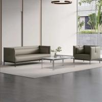 China Sponges Filler Office Leather Sofa Set Brown Color Durability For Apartment for sale