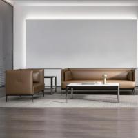China Sponges Filler Office Leather Sofa Set Brown Color Durability For Apartment for sale