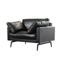 China 2 Seat Office Sectional Sofa Set Black Leather Home Office Couch for sale