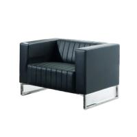 China Comfortable Single Leather Sofa Black Sponge Material Metal Leg for sale