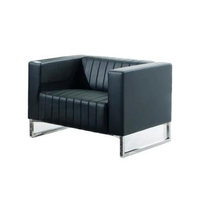 China Comfortable Single Leather Sofa Black Sponge Material Metal Leg for sale