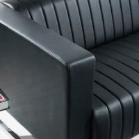 China Comfortable Single Leather Sofa Black Sponge Material Metal Leg for sale