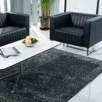 China Comfortable Single Leather Sofa Black Sponge Material Metal Leg for sale