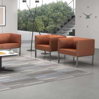 China Orange Corner Leather Sofa Set Flexibility Fabric Modular 1 2 3 Seat for sale