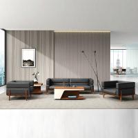 China 3 Seat Office Furniture Sofa Lounge Set Black Leather Modular for sale