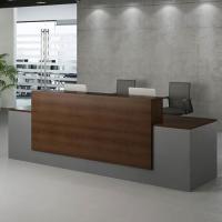 China 2.4M Office Reception Desk Grey Wooden Hotel Front Desk Counter for sale