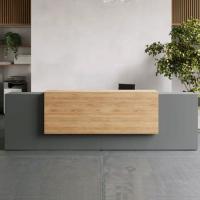 China 2.4M Office Reception Desk Grey Wooden Hotel Front Desk Counter for sale