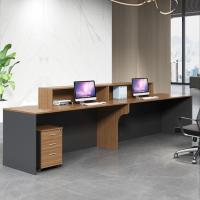 China 2.4M Office Reception Desk Grey Wooden Hotel Front Desk Counter for sale