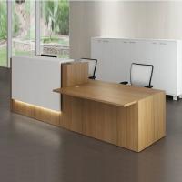 China 2M Wood Front Desk Reception Oak Color Customize Logo For Salon for sale