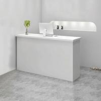 China Small Nail Salon Front Desk White Wooden 1000Hmm Reception Counter Table for sale