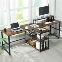 China Wooden Black Computer Desk Brown Thickness 16mm With Monitor Stand for sale