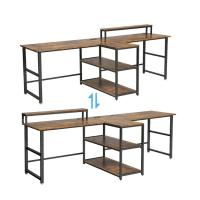 China Wooden Black Computer Desk Brown Thickness 16mm With Monitor Stand for sale