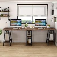 China Metal Frame Modern Workstation Desk Brown Pvc Edging With Shelves for sale