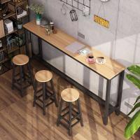 China Vintage Brown High Chair Bar Table 1.6m Tall Stool Table For Coffee Shop for sale