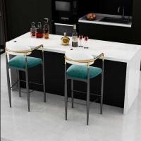 China 62.9 Inch Bar Table Stool Set White Marble Wood Grain Thickness 25mm With Chairs for sale