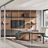China Scratch Resistant Office Glass Wall Partitions Aluminum Alloy Frame Flat Curved for sale