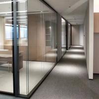 China Aluminum Frame Office Partition Walls Black Thickness 100mm Glass Office Walls for sale