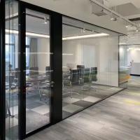 China Aluminum Frame Office Partition Walls Black Thickness 100mm Glass Office Walls for sale