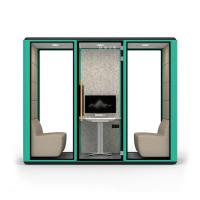 China 81.6 Inch Green Soundproof Office Pod Phone Booths Acoustic Tempered Glass for sale