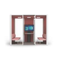 China 4 Person Soundproof Office Pod White Pink Ventilation Soundproof Meeting Booth for sale