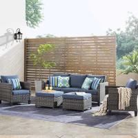 China Customized Rattan Garden Sofa Set Non Toxic Garden Corner Lounge Set for sale
