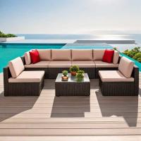 China U Shape Patio Couch Sofa Polyester Fabric Moisture Proof Outdoor Sofa Set for sale