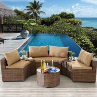 China Curved Outdoor Corner Sofa Set  Wicker Sofa With Round Table for sale