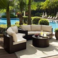 China Curved Outdoor Corner Sofa Set  Wicker Sofa With Round Table for sale