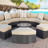 China Round Lounge Outdoor Beach Furniture Sofa PE Rattan Washable for sale