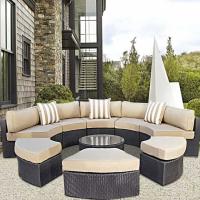 China Round Lounge Outdoor Beach Furniture Sofa PE Rattan Washable for sale