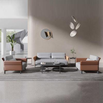 China Customized Size Office Sofa Set with Solid Wood Frame and Premium Leather Upholstery for sale