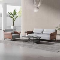 China Customized Size Office Sofa Set with Solid Wood Frame and Premium Leather Upholstery for sale