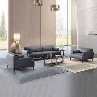 China ISO Sponge Material Office Furniture Sofa Black Color Leather Sofa Set for sale