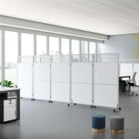 China White Portable Office Room Divider Folding Office Space Dividers On Wheels for sale