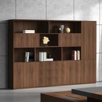 China Dark 4 Tier Office Wooden Filing Cabinets Storage Cabinet With Shelves for sale