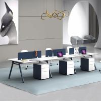 China Workstation Desk Office Furniture Blue Wooden Workstation 4 Seat Office Computer Desk for sale