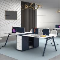 China Workstation Desk Office Furniture Blue Wooden Workstation 4 Seat Office Computer Desk for sale