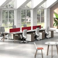 China Open Office Cubicle Workstation 8 Set Red Wooden 8 Person Office Workstation for sale