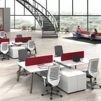 China Open Office Cubicle Workstation 8 Set Red Wooden 8 Person Office Workstation for sale
