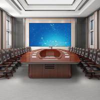 China 2.4M Wood Meeting Room table Rounded Triangle Boardroom Long Conference Tables for sale
