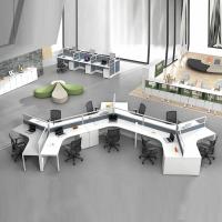 China Customize Y Shaped Desktop 4 6 8 Person Wooden Office Partition Workstation for sale