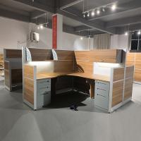 China 4 Person Lighted Office Workstation Desks In Wood Aluminum Frame for sale