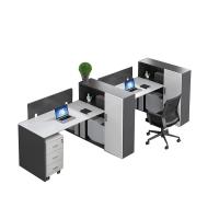 China Black And White Office Furniture Staff Table Office Desks Work Station With Drawer for sale