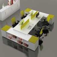 China 120 Degrees White MDF Cubicle 4 Staff Workstation Table For Office Room for sale
