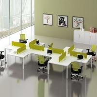 China 120 Degrees White MDF Cubicle 4 Staff Workstation Table For Office Room for sale