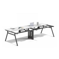 China Open Office Desk Metal Legs 6 Person Workstation With Desktop Partition for sale