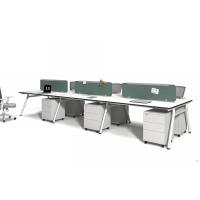 China Open Office Desk Metal Legs 6 Person Workstation With Desktop Partition for sale