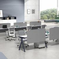 China White L Shape Modular Open Space Desk 6 Person Office Workstation for sale