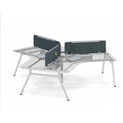 China Cheap White Modular Glass Office Staff Workstation For 3 Person for sale